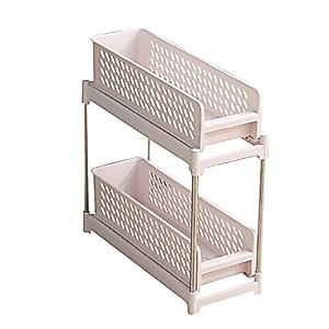 TJLSS Countertop Shelf Sliding Cabinet Basket Storage Rack Drawer Mesh Storage Rack with Pull-Out Bathroom Table Top Shelf