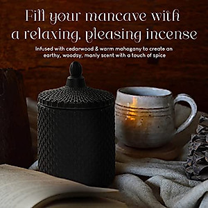 Pretty Lit Scents Mancave Luxury Scented Candles | Cedarwood &amp; Mahogany Candles for Men | Coconut Wax &amp; Essential Oils | Black Candles for Home Scented | Gifts for Men | 84 Hr Burn Time (12oz)