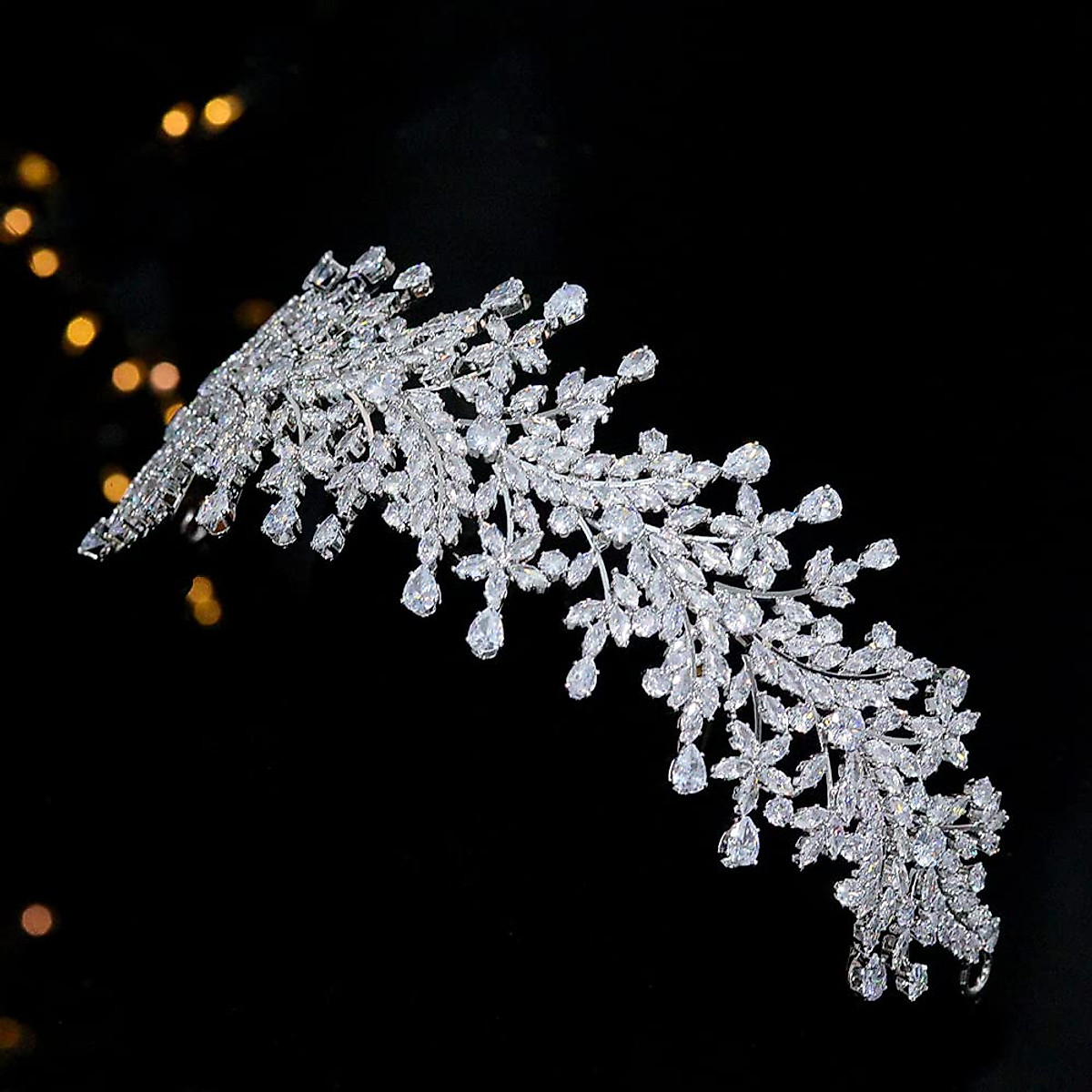 Jorsnovs CZ Wedding Headpieces for Bridal CZ Tiaras for Women Cubic Zirconia Sweet 16 Birthday Headbands Hair Accessories