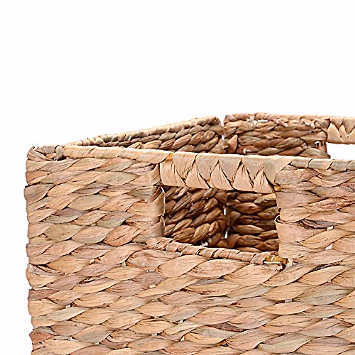Villacera 12-Inch Square Handmade Wicker Storage Bin Foldable Basket made of Water Hyacinth | Set of 2