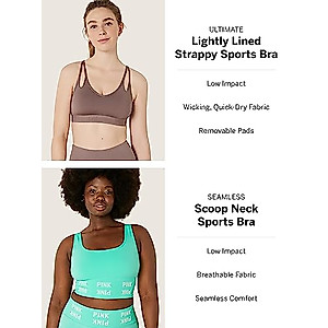 Victoria's Secret Pink Ultimate Strappy Sports Bra, Low Impact Bras for Women, Multi White, (S)