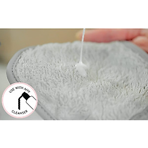 S&T INC. Reusable Makeup Remover Wipes, Microfiber Face Cloths for Washing Makeup and Oil from Skin, Travel Essentials, Grey, 5 Inch x 5 Inch, 5 Pack