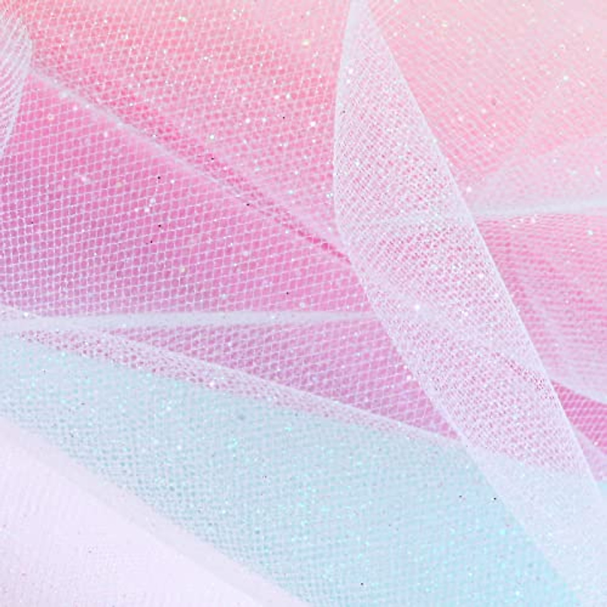 ICOSHOW Sparkling Tulle Rolls, 15” by 30 Yards (90FT) Glitter Tulle Spool Ribbon Fabric for Wedding Birthday Bridal Shower Tutu Skirt Party Gift Wrapping (White)