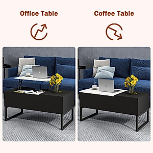 Koifuxii Lift Top Coffee Table - White Coffee Table with Lifting Top and Hide Compartment Storage - Lifted Coffee Table Rectangle - Wood Coffee Tables for Living Room