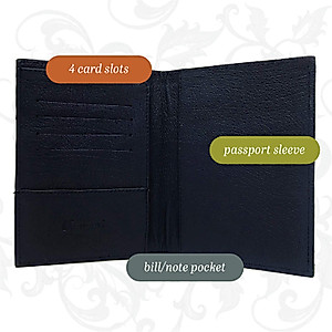 Mauzari Leather Passport Holder for Men and Women — Travel Wallet with Floral and Paisley Designs