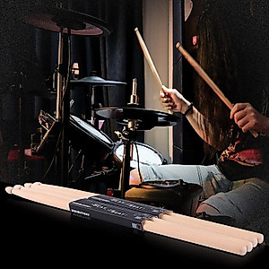 OIETON 2 Pairs Drum sticks 5A Classic Maple Wood Drumsticks Wood Tip Drumstick for Adults Kids and Beginners