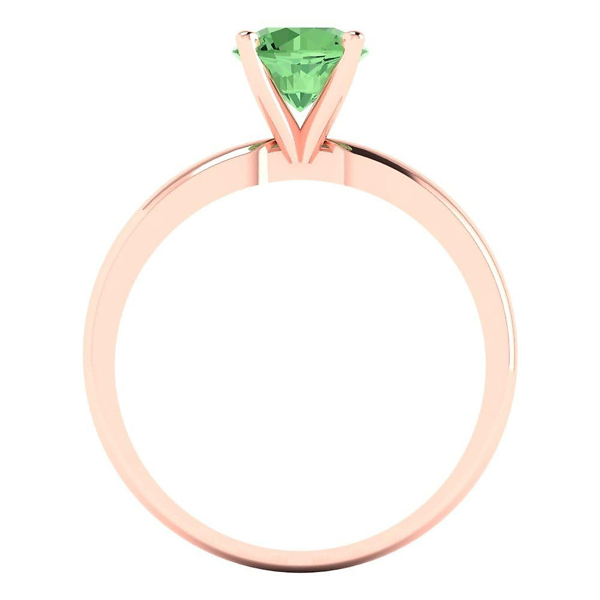 Clara Pucci 1.0 ct Round Cut Solitaire Green Simulated Diamond Bridal Designer Anniversary Engagement Ring in 14k Rose Gold