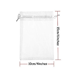 Volanic 100PCS 4X6 Inch Sheer Organza Bags with Drawstring for Candy Jewelry Party Wedding Favor Gift