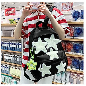 TIMMOR MAGIC Y2k Backpack for Women Aesthetic Bags with Star Graphic Vintage Coquette Bags Y2k Fashion Cyber Bag((style5-black)