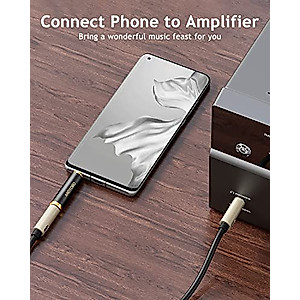 ANDTOBO 1/4'' to 3.5mm Stereo Pure Copper Headphone Adapter,3.5mm(1/8'') Plug Male to 6.35mm (1/4'') Jack Female Stereo Adapter, Black 2-Pack