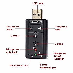 Simyoung USB 7.1 Channel USB External Sound Card Audio Adapter(Sound Card) Black