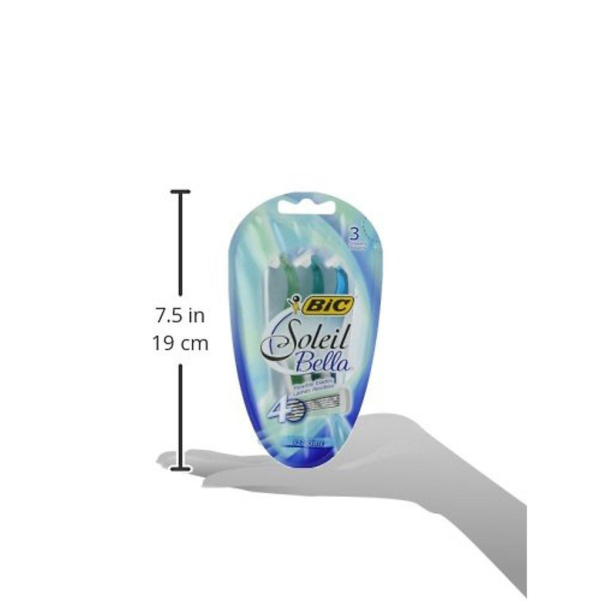 BIC Soleil Comfort 4-Blade Disposable Razors for Women Sensitive Skin Razor for a Smooth and Close Shave, 3 Piece Razor Set