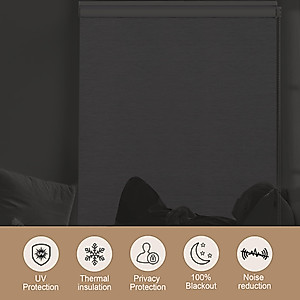 Boolegon Blackout Roller Shades for Windows, Jacquard Fabrics Pull Down Room Darkening Roller Window Shades for Home, Easy Install UV Protect Roller Blinds Living Room Bedroom,White,62" W x 90" H