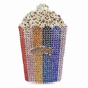 DJBM Luxury Women Popcorn Rhinestone Clutch Evening Bag Crystal Clutch Purses Diamond Clutch for Women Evening Party, Multicoloured