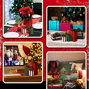 Kigley 6 Pcs Christmas Wooden Table Decorative Xmas Tiered Tray Decor Wooden Block Firework Book Sign for Xmas Home Farmhouse Table Decor(Classic)