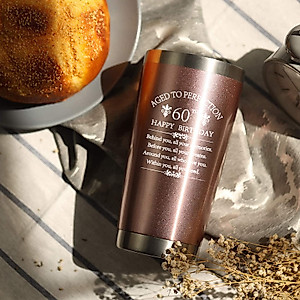 COFOZA 1963 Inspiration 60th Birthday Gift for Man Woman 20 Ounce Double Wall Insulted Rose Gold Stainless Steel Tumbler 60 Years Old Birthday Anniversary Present