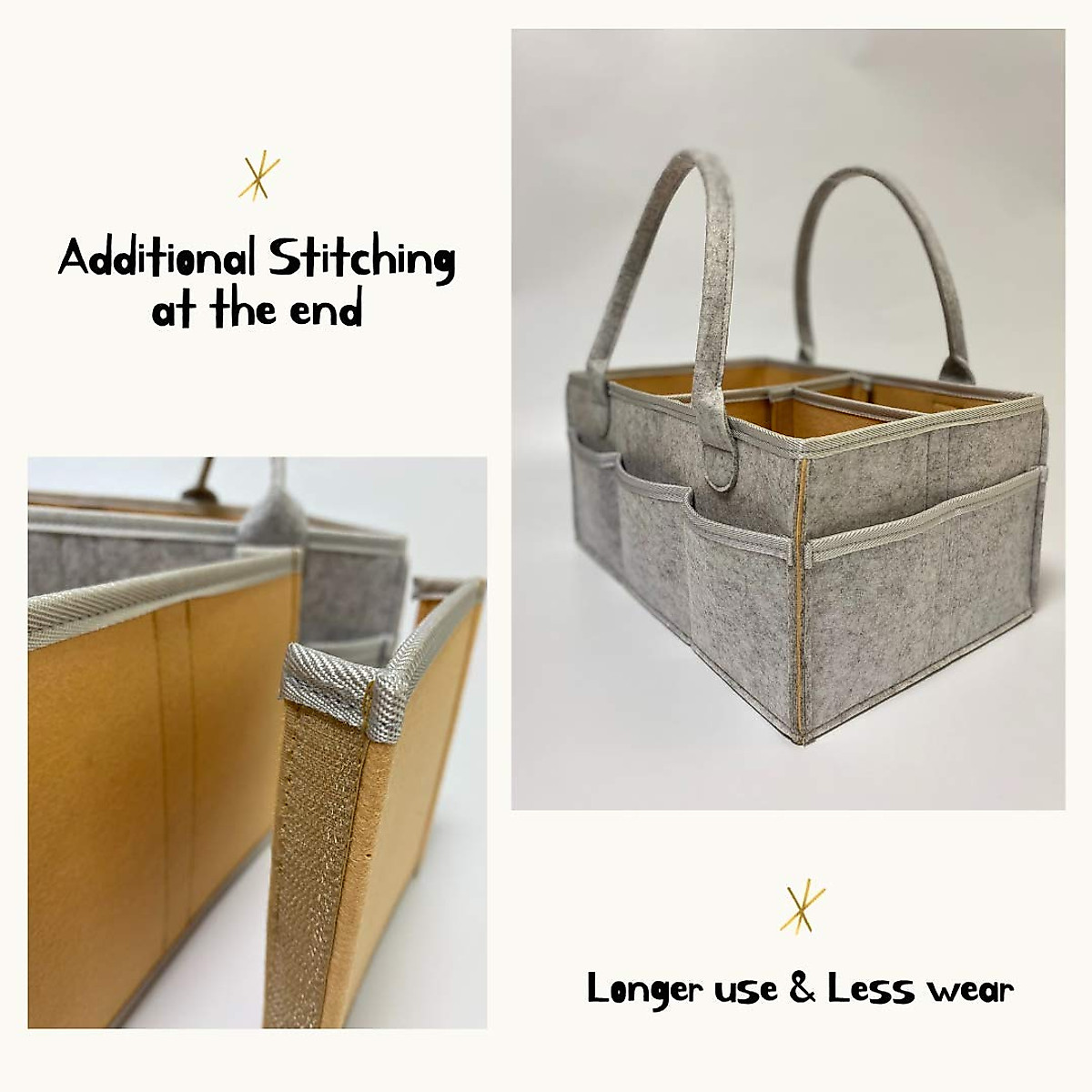 Baby Diaper Caddy Organizer: Large Organizer Tote Bag for Girl - Portable Car Travel Organizer, Nursery Essentials Storage Bins for Changing Table (Mustard Yellow)