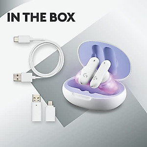 Logitech G FITS True Wireless Gaming Earbuds, Custom Molded Fit, Lightspeed + Bluetooth, Four Beamforming Microphones, PC, Mac, PS5, PS4, Mobile, Nintendo Switch - White