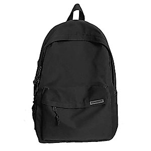 WEIIYONN Aesthetic Backpack for Women Kawaii Book bag Laptop Backpack Solid Casual Women's Daypack for Travel (Black)
