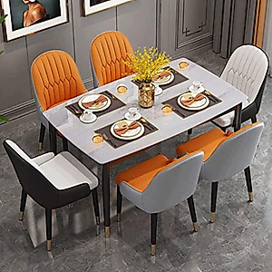 SHAWLA Chairs Modern Dining Kitchen Room Chairs PU Leather High Back Soft Seat Metal Legs,Side Chairs for Living Room Dining Chairs (Color:Grey)