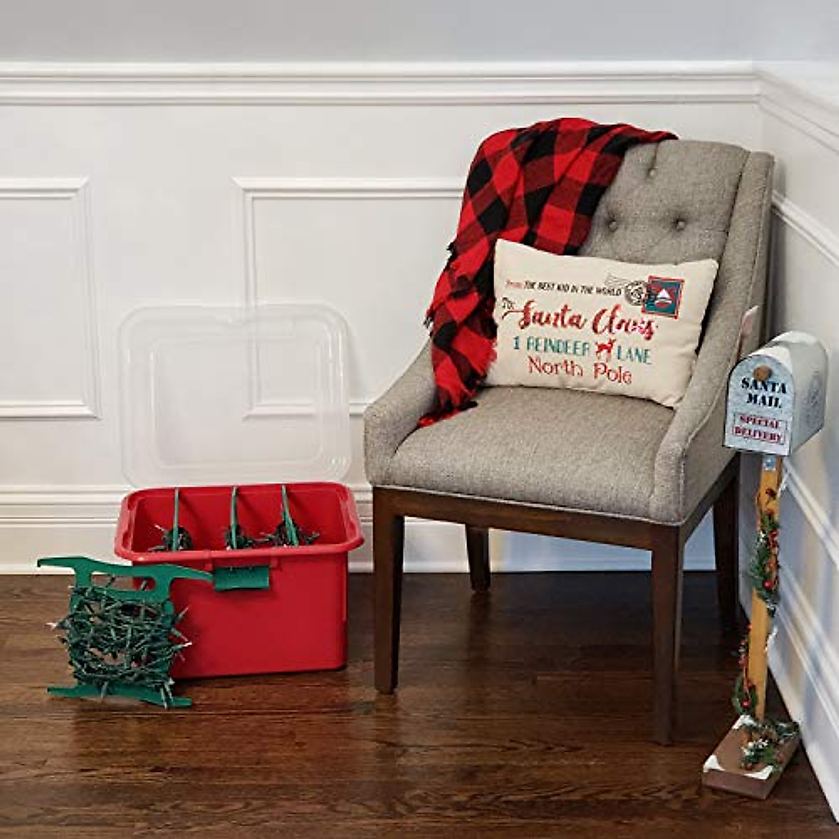 HOMZ 7875RBGLDC.02 Light Organizer Holiday Plastic Storage Container, 2 Pack, Red and Green, 2 Sets