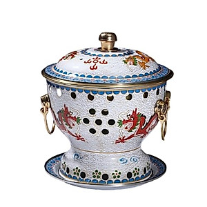 VIDECOR Chafing Dishes Single Person Small Copper Pot Old Beijing Small Fat Cow Hot Pot Chinese Traditional Cloisonne Hot Pot Commercial Alcohol Shares Red Copper Hot Pot,F