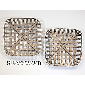 2 Piece Set of Tobacco Baskets, Farmhouse Decor, Med 21" Squares - Silvercloud Trading Co.