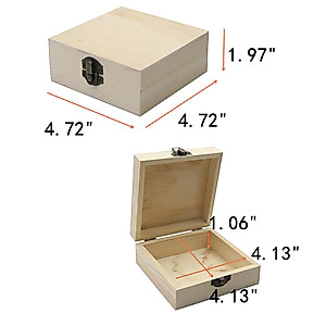 Tsnamay Cuboid 4.72"x4.72" Unfinished Wooden Box Natural Pine Wood DIY Craft Wooden Boxes with Lid for Storage Crafts