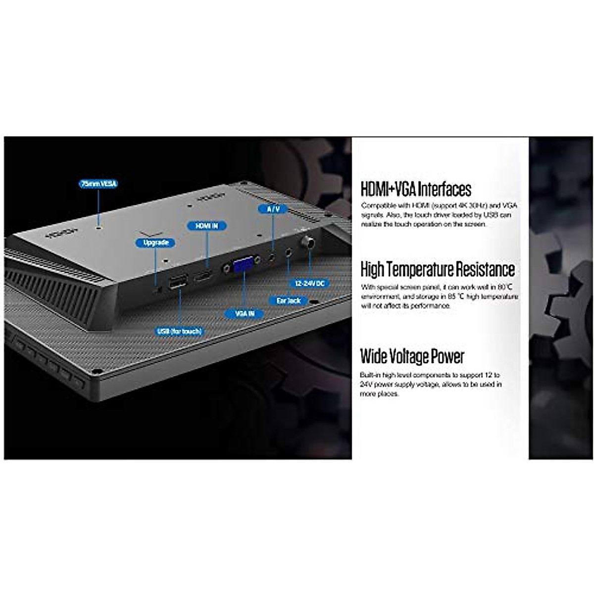 LILLIPUT 12.1" FA1210/C/T Industrial Capacitive Touch Screen 4:3 1024×768 Native 800 cd/m² 900:1 Contrast, 170° Wide Viewing Angles