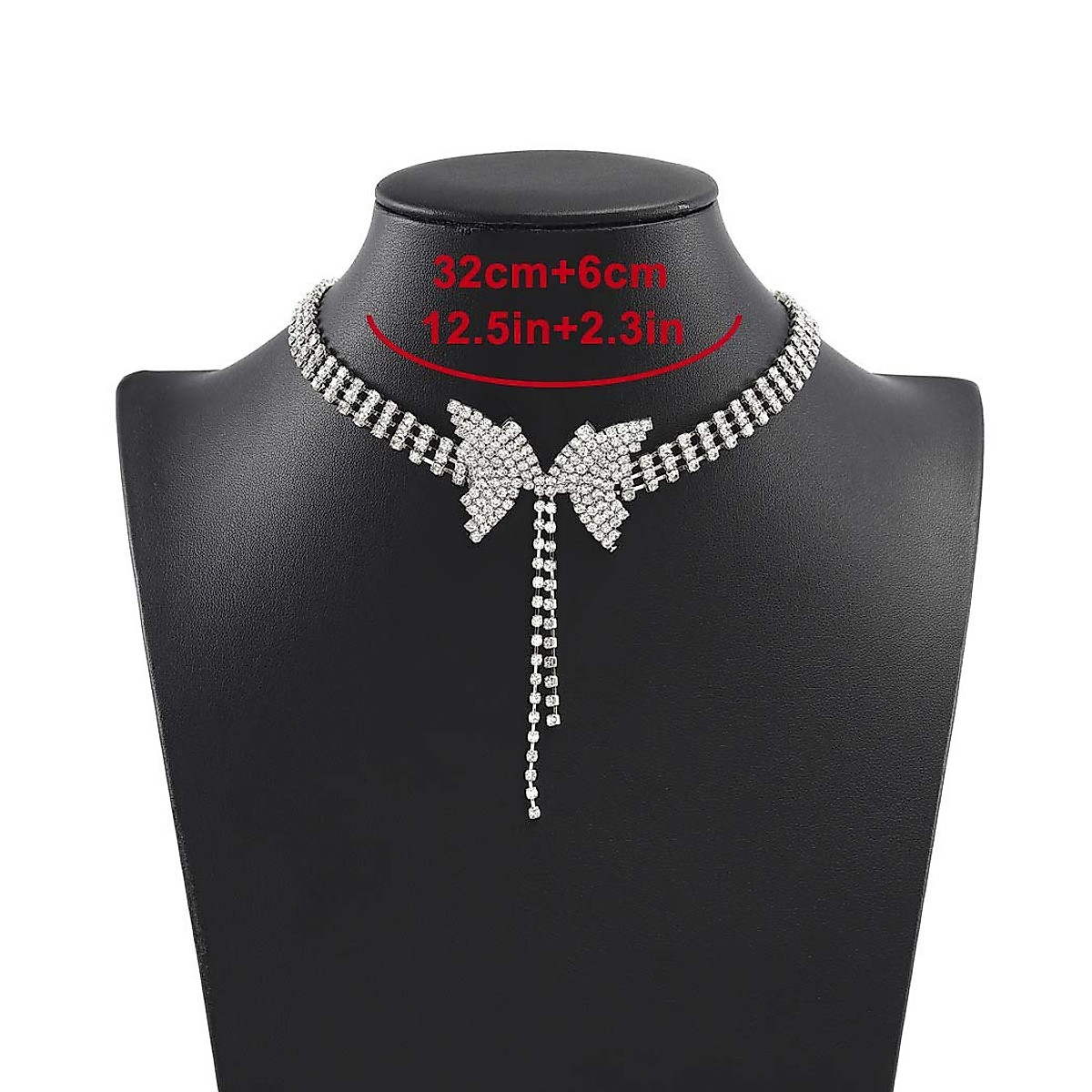ELABEST Rhinestone Bowknot Butterfly Star Necklace Sparkly Tassel Choker Crystal Tennis Chain Nightclub Party Jewelry for Women (Butterfly tassel)