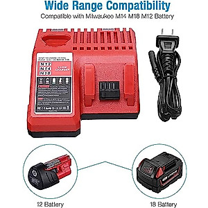 Powerextra 2 Pack 3.0Ah M-12 Replacement Lithium 12V M-12 Battery and M-18 + M-12 Battery Charger kit, Compatible with Milwaukee M-12 Battery and M-18 Battery