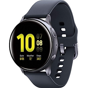 2V8M Samsung Galaxy Watch Active2 (Silicon Strap + Aluminum Bezel) Bluetooth - International (Renewed) Multisport Tracker (Aqua Black, R830 - 40mm)