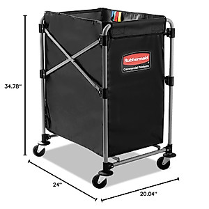 Rubbermaid Commercial 1881749 Collapsible X-Cart Steel 4-Bushel Cart 20 1/3W X 24 1/10D Black/Silver
