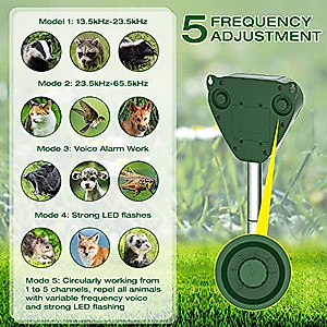 Ultrasonic Solar Animal Repeller, 2022 Upgrade Cat Repellent Outdoor, Squirrel, Deer, Raccoon, Skunk, Rabbit, Dog, Cat, Waterproof with Alarm