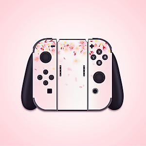 BelugaDesign Sakura Switch Skin | Pastel Sticker Wrap Vinyl Decal | Cute Japanese Flower Cherry Blossom Moon Compatible with Nintendo Switch (Switch Standard, Pink White)