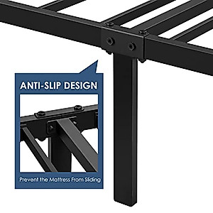 Yaheetech Queen Metal Platform Bed Frame with Rustic Wooden Headboard and Footboard, Mattress Foundation/No Box Spring Needed/12 Inch Underbed Storage/Slats Support/No Noise/Easy Assembly, Mahogany