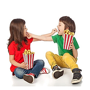 24 Pcs Popcorn Boxes Mini Paper Popcorn Box Cardboard Popcorn Container for Party, White/Red Stripes