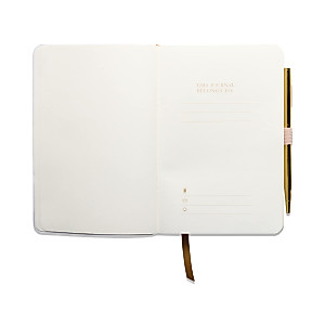 DesignWorks Ink Gratitude Journal with 196 Guided Pages for Daily Thoughts and Goals with Pen and Ribbon Marker | Undated Daily Mindfulness Journal, Orange and Gold Foil Pause