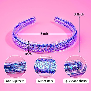 YQC Glitter Headbands for Girls -5Pcs Cute Sparkly Headband for Kids -Girl Shiny Stars Head Bands -Sequin Anti-slip Headband for Little Girl Hair Accessories (Clear)