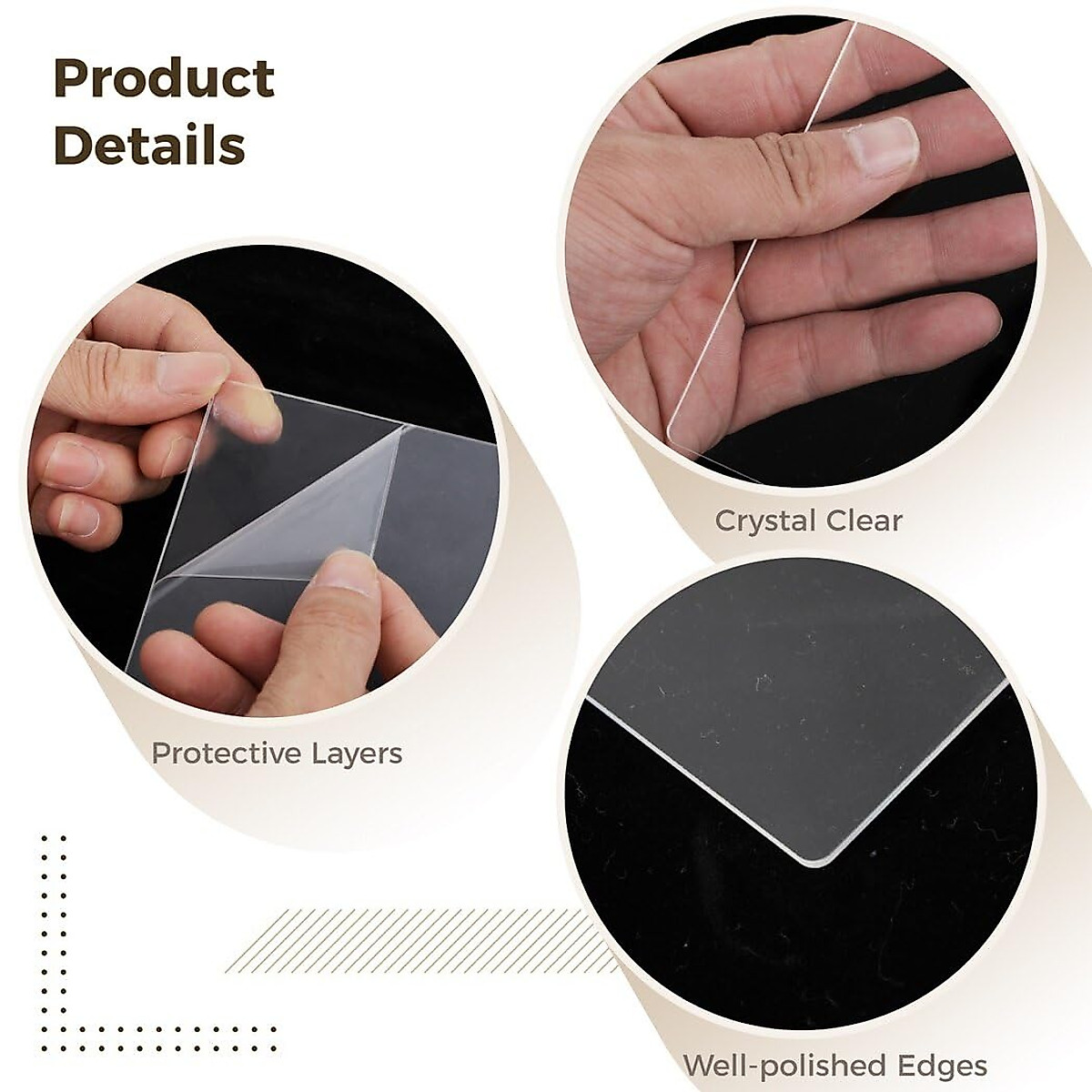 24 Pcs 2mm Acrylic Sheets Clear Cast for LED Light Base, (5.9"x 5.1") Thick Plastic Square Boards with Protective Layers for Signs DIY Display Projects, Engraving Carving Craft Transparent Panels