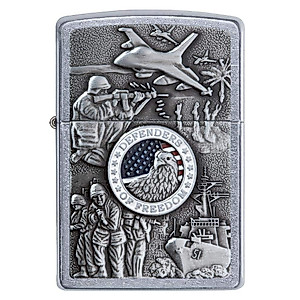 Zippo Defenders of Freedom Emblem Street Chrome Pocket Lighter