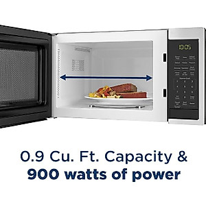 GE GCST09N1WSS Microwave Oven, 900-watt 7 Auto Cooking Settings, Kitchen Essentials for The Countertop, Dorm Room or Apartment, Child-Lock Technology 0.9 Cu. Ft, Stainless Steel