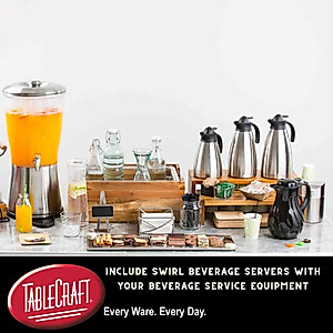 Tablecraft Insulated Coffee Server, Tea and Hot Water Beverage Dispenser, Swirl Thermal Triple Wall Serving Pitcher, Commercial Restaurant Foodservice Plastic BPA Free Pot, White, 40 Ounce