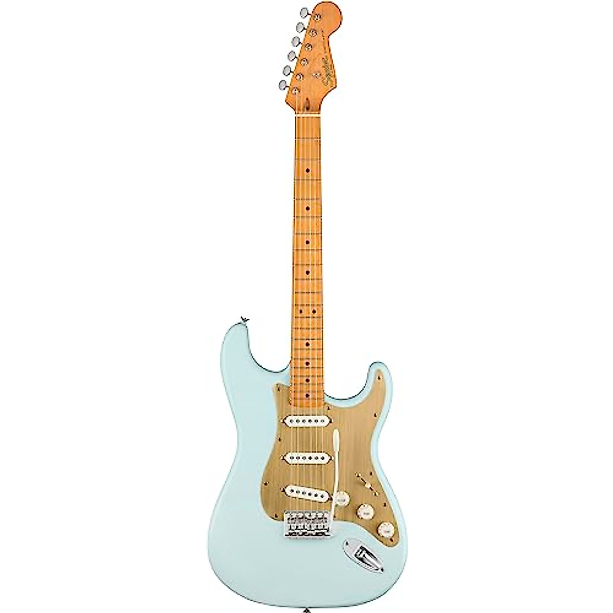 Squier 40th Anniversary Vintage Edition Stratocaster Electric Guitar, with 2-Year Warranty, Satin Sonic Blue, Maple Fingerboard