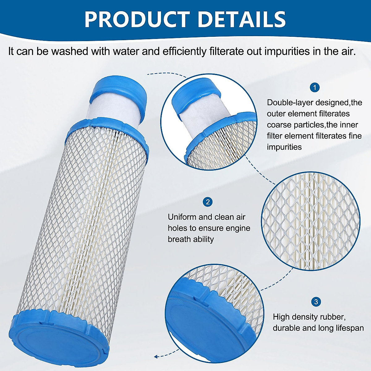 11013-7044 & 11013-7045 Inner & Outer Air Filter for Kohler 25 083 04-s & 25 083 01-s JD M131802 & M131803 Kawasaki 11013-7019 & 11013-7020 Kubota TA040-93220 TA040-93230