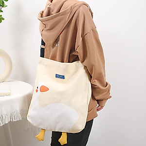 Phaoullzon Cute Canvas Tote Bag - Funny Duck & Goose Hobo Shoulder Crossbody Bag