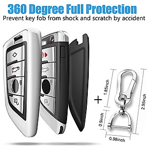 QBUC Key Fob Cover Full Protective Case, Key Fob Case for X1 /X3 /X5 /X6 and for Series 1 /2 /5 /7 Soft TPU Anti-dust Case Shell Keyless Remote Control(Sliver)