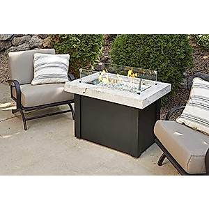 The Outdoor GreatRoom Company Glass Guard - Rectangular Glass Wind Guard for 12" by 24" Crystal Fire Burner - Sturdy Tempered Glass Panels with Aluminum Clips for Attachment - Easy to Assemble