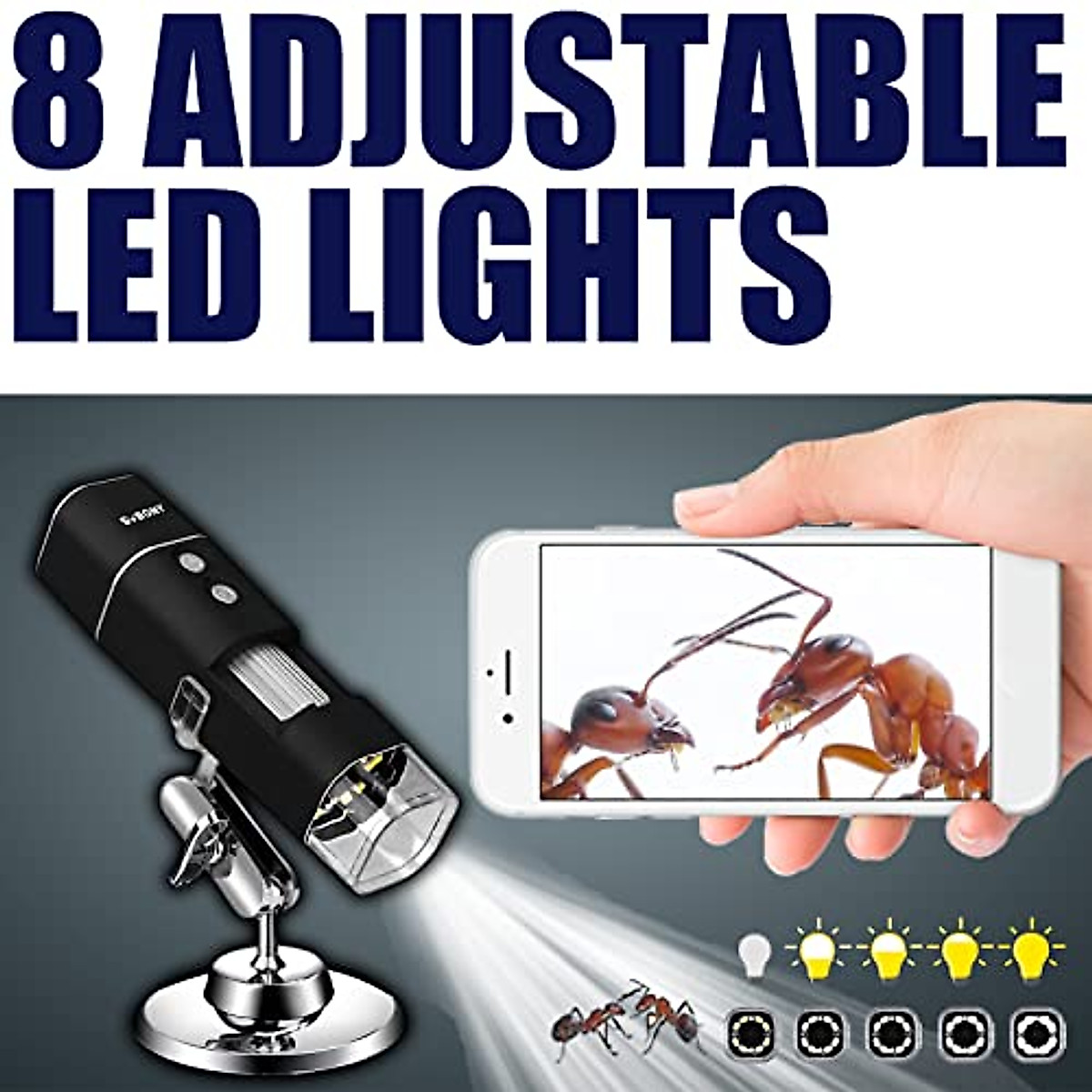 SVBONY SV606 USB Digital Microscope 50-1000x,Wireless Microscope for Phone, Handheld USB HD Inspection Camera, Compatible with Android, iOS Smartphone or Tablet, Windows Computers