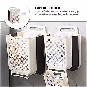 LIFKOME 1 Set Fordable Laundry Basket Clothes Storage Basket Wall Hanging Plastic Laundry Baskets for Home Kitchen Bedroom White
